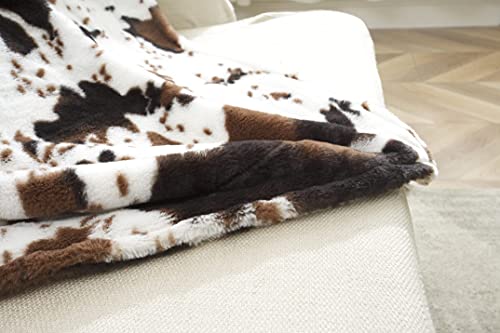 NativeSkins Faux Cowhide Throw Blanket (4.2 x 5.3 ft) - Plush and Cozy Cow Print