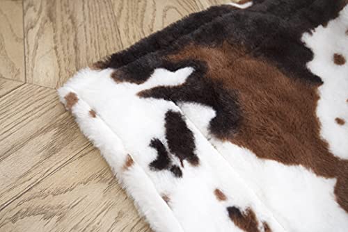 NativeSkins Faux Cowhide Throw Blanket (4.2 x 5.3 ft) - Plush and Cozy Cow Print