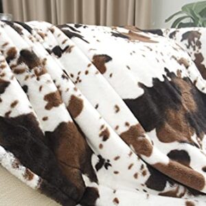 NativeSkins Faux Cowhide Throw Blanket (4.2 x 5.3 ft) - Plush and Cozy Cow Print