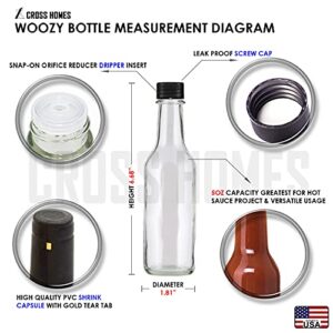 Glass Bottle, Hot Sauce Bottles Woozy bottles Empty 5 Oz 36 sets with Shrink Capsules Printable bottle labels, mini liquor bottles, Small glass bottles sauce bottle mini wine bottles with lids Black