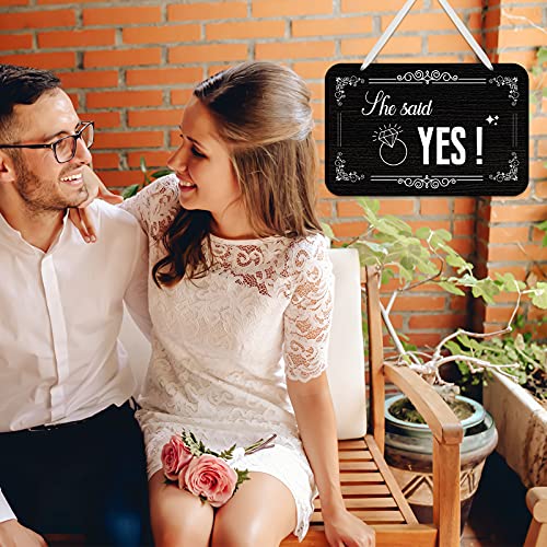 Queekay 3 Pieces She Said Yes Sign Photo Prop Engagement Engaged Sign Engagement Party Decorations Wood Hanging He Asked She Said Yes Sign for Wedding Party Photoshoot Supplies