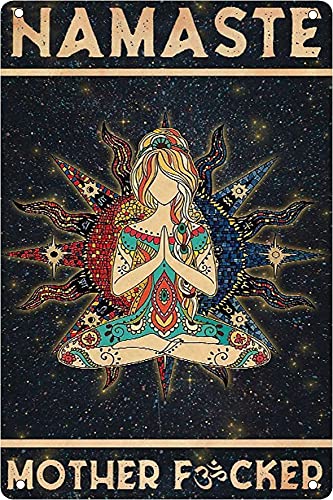 Starry Sky Yoga Girl Namaste Retro Metal Tin Sign, Yoga Room Sign Aluminium Tin Signs Home Garage Shop Bar Sign Man Cave Decor Coffee Farm Country Kitchen Wall Home Decor 8X12 Inch