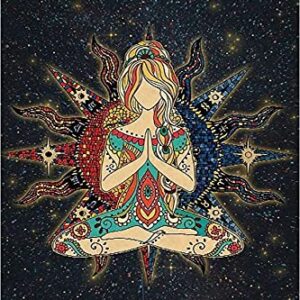 Starry Sky Yoga Girl Namaste Retro Metal Tin Sign, Yoga Room Sign Aluminium Tin Signs Home Garage Shop Bar Sign Man Cave Decor Coffee Farm Country Kitchen Wall Home Decor 8X12 Inch