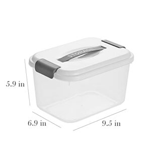 YYQX 5.5 Quart Clear Storage Latch Bins with Lids, Plastic Home Storage Organizing Box with Handle, 6-Pack