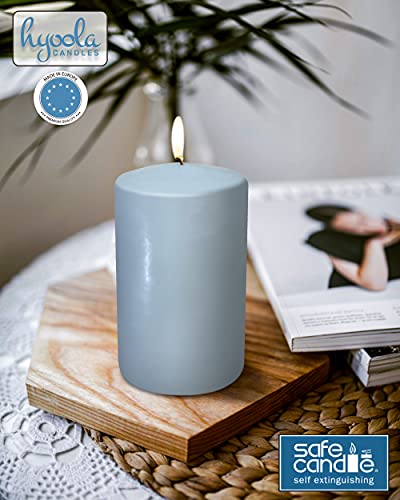 Hyoola Ice Blue Pillar Candles 2 x 3 Inch - 4 Pack Unscented Pillar Candles Bulk - European Made