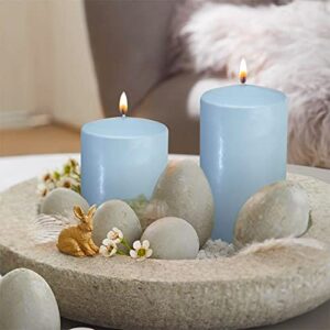 Hyoola Ice Blue Pillar Candles 2 x 3 Inch - 4 Pack Unscented Pillar Candles Bulk - European Made