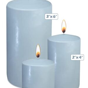 Hyoola Ice Blue Pillar Candles 2 x 3 Inch - 4 Pack Unscented Pillar Candles Bulk - European Made