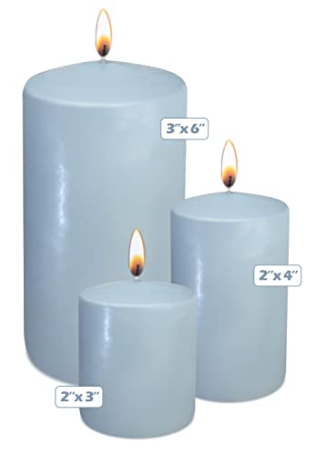 Hyoola Ice Blue Pillar Candles 2 x 3 Inch - 4 Pack Unscented Pillar Candles Bulk - European Made