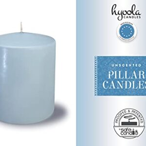 Hyoola Ice Blue Pillar Candles 2 x 3 Inch - 4 Pack Unscented Pillar Candles Bulk - European Made