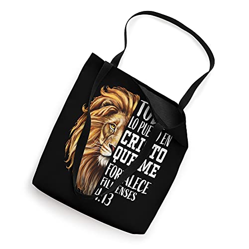 Christian Gift Men Spanish Filipenses 4:13 Verses Lion Judah Tote Bag