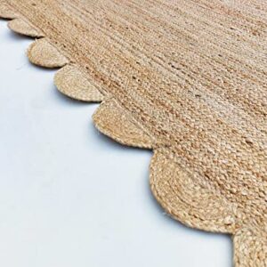 Gautam International Scalloped Natural Jute Area Rug, Natural Color (2'X3')