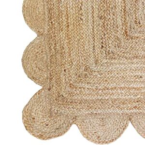 Gautam International Scalloped Natural Jute Area Rug, Natural Color (2'X3')