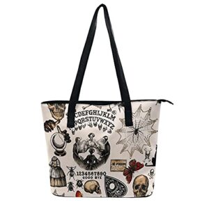 vintage skull skeleton spider web witch board gothic shopping bag work tote shoulder bag womens travel handbag sling casual bag for business, travel, date, party