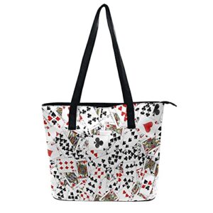 playing poker cards shoulder tote bag purse top handle satchel handbag for women work school travel business shopping casual