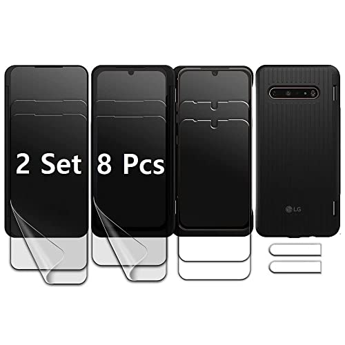 [2 SET 8 PCS] [2 tempered glass + 4 PET films + 2 camera protector] for LG V60 5G ThinQ Screen Protector [Perfect Fit for Dual Screen] Compatible with LG V60 Screen Protector