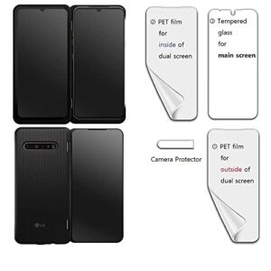 [2 SET 8 PCS] [2 tempered glass + 4 PET films + 2 camera protector] for LG V60 5G ThinQ Screen Protector [Perfect Fit for Dual Screen] Compatible with LG V60 Screen Protector