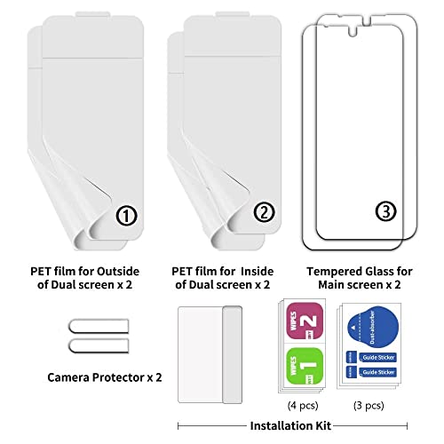 [2 SET 8 PCS] [2 tempered glass + 4 PET films + 2 camera protector] for LG V60 5G ThinQ Screen Protector [Perfect Fit for Dual Screen] Compatible with LG V60 Screen Protector