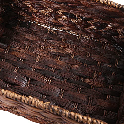 Storage Basket made by Water Hyacinth with Wood Handles, Arts and Crafts. (RectangleA-Large)