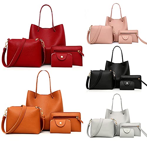 Women Tote Bags Set Faux Leather Handbag Shoulder Bag Big Capacity