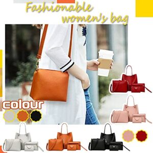 Women Tote Bags Set Faux Leather Handbag Shoulder Bag Big Capacity