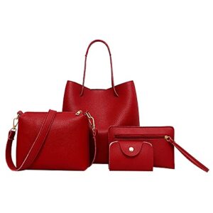 Women Tote Bags Set Faux Leather Handbag Shoulder Bag Big Capacity