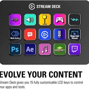 Elgato Stream Deck MK.2 – Studio Controller, 15 macro keys, trigger actions in apps and software like OBS, Twitch, ​YouTube and more, works with Mac and PC