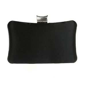 Women Satin Silk Rhinestone Purse Cross-hatching Pattern Clutch for Evening Cocktail Party