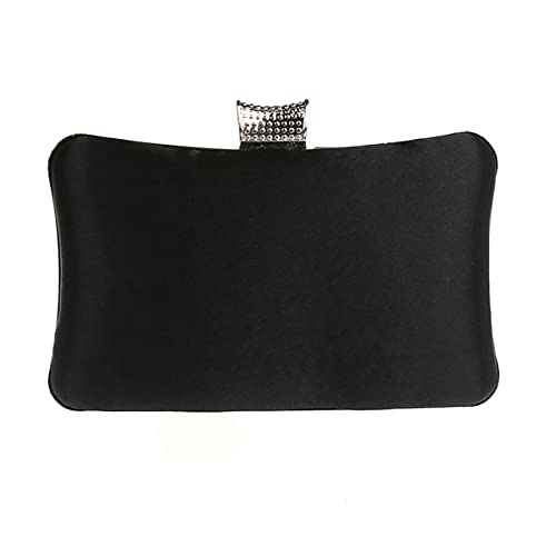 Women Satin Silk Rhinestone Purse Cross-hatching Pattern Clutch for Evening Cocktail Party