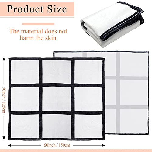 Peryiter Sublimation Flannel Throw Blanket and 2 Pieces Blank Pillow Cases 60 x 50 Inches Personalized Custom Photo Blanket with 9 Printable Panels Soft Blanket Pillow Covers for Home Supplies