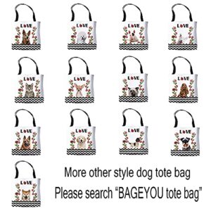 My Love Ladybugs and Dog Tote Bag German Boxer Puppy Rustic Floral Vine Wave Stripe Spring Farmhouse Funny Puppy Animal Pet Decor Shoulder Bag Handbag Casual Tote