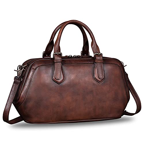 Genuine Leather Top Handle Bags for Women Handmade Handbags Purse Vintage Style Crossbody Satchel