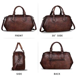 Genuine Leather Top Handle Bags for Women Handmade Handbags Purse Vintage Style Crossbody Satchel