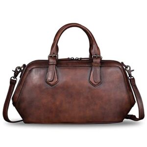 Genuine Leather Top Handle Bags for Women Handmade Handbags Purse Vintage Style Crossbody Satchel