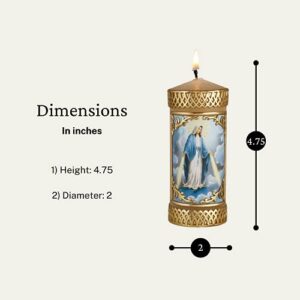 Hand Crafted Our Lady of Grace Catholic Prayer Candle, Unscented Decorative Candles for Devotional, Religious Gifts for Christian Families, 4.75 Inches