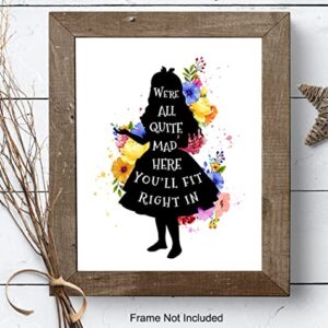 Alice Wonderland Decor - decoration Wall Art Poster - Inspirational Positive Quotes for Women, Girls Room - Walt World - Shabby Chic Gift - Bedroom, Living room, Home Office