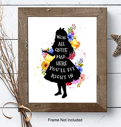 Alice Wonderland Decor - decoration Wall Art Poster - Inspirational Positive Quotes for Women, Girls Room - Walt World - Shabby Chic Gift - Bedroom, Living room, Home Office