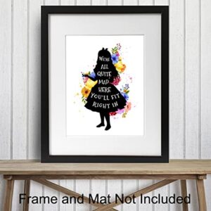 Alice Wonderland Decor - decoration Wall Art Poster - Inspirational Positive Quotes for Women, Girls Room - Walt World - Shabby Chic Gift - Bedroom, Living room, Home Office