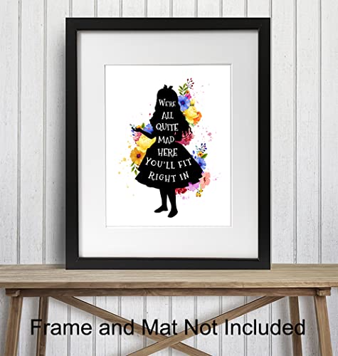 Alice Wonderland Decor - decoration Wall Art Poster - Inspirational Positive Quotes for Women, Girls Room - Walt World - Shabby Chic Gift - Bedroom, Living room, Home Office