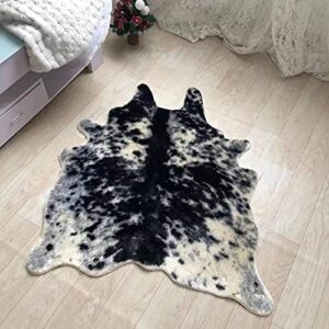 Faux Cowhide Rug Cow Print Area Rug Medium Animal Print Rug Faux Fur Cowhide Skin Carpet Western Decor Gray and White 2.8ft x 3.6ft/ 33.5in x 43.3in