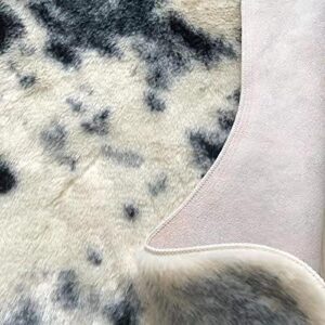 Faux Cowhide Rug Cow Print Area Rug Medium Animal Print Rug Faux Fur Cowhide Skin Carpet Western Decor Gray and White 2.8ft x 3.6ft/ 33.5in x 43.3in