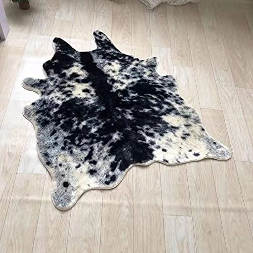 Faux Cowhide Rug Cow Print Area Rug Medium Animal Print Rug Faux Fur Cowhide Skin Carpet Western Decor Gray and White 2.8ft x 3.6ft/ 33.5in x 43.3in