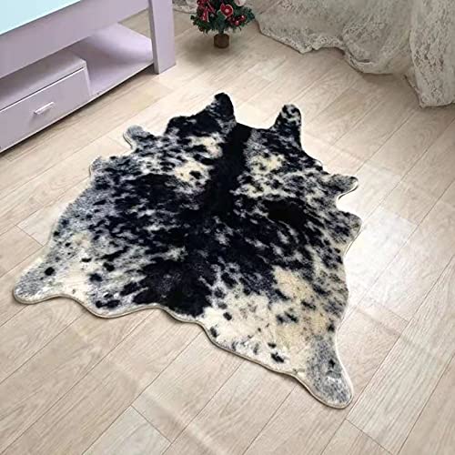 Faux Cowhide Rug Cow Print Area Rug Medium Animal Print Rug Faux Fur Cowhide Skin Carpet Western Decor Gray and White 2.8ft x 3.6ft/ 33.5in x 43.3in