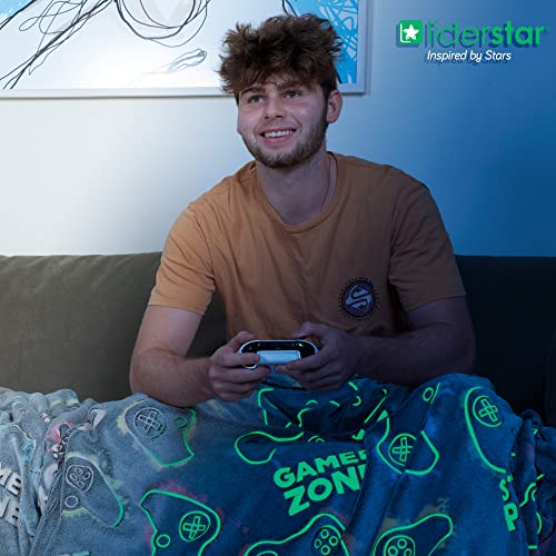 Glow in The Dark Gamer Blanket - 60 x 80 inch, Soft Cozy Kids Throw Blanket-Gaming Room Decor for Bedroom, Video Game Gift for Adults Teens Grandkids, Gifts for Him, Boys Gift Ideas