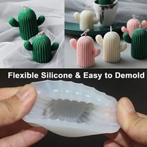 2 Pieces Silicone Candle Molds 3D Cactus Resin Casting Molds Fondant Molds Soap Clay Craft Molds for Resin Crafts Handmade Soap Making Candle Making