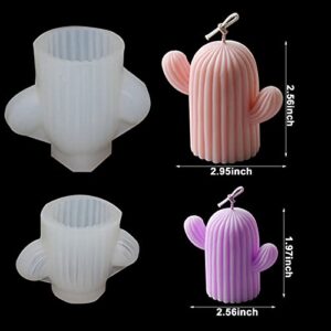 2 Pieces Silicone Candle Molds 3D Cactus Resin Casting Molds Fondant Molds Soap Clay Craft Molds for Resin Crafts Handmade Soap Making Candle Making