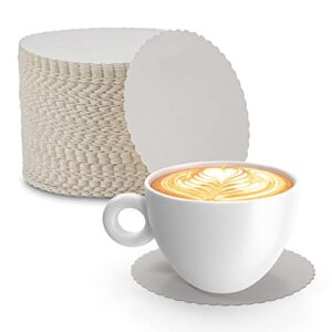 scalloped edge 3.25 in thin paper coaster for protection against leaks and spills by mt products (200 pieces)