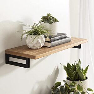 Kate and Laurel Lankford Modern Wood Wall Shelf, 24, Natural Wood and Black, Decorative Shelf for Storage and Display