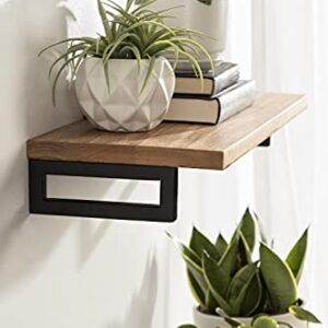 Kate and Laurel Lankford Modern Wood Wall Shelf, 24, Natural Wood and Black, Decorative Shelf for Storage and Display