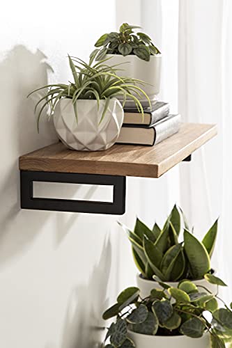 Kate and Laurel Lankford Modern Wood Wall Shelf, 24, Natural Wood and Black, Decorative Shelf for Storage and Display