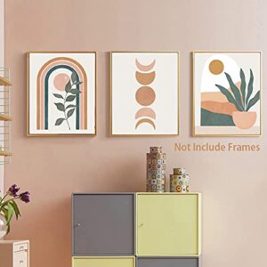 XUOIAYNB Abstract Boho Wall Art Prints, Minimalist Geometric Sun Canvas Wall Art (8"x10"x6pcs, Unframed)-Mid Century Modern Art Print for Bedroom Decoration